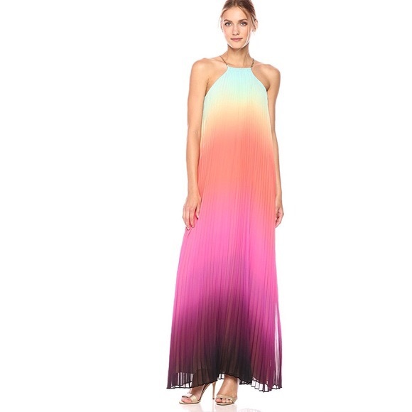 Trina Turk | Dresses | Trina Turk Pleated Ombr Maxi Dress Sz Medium ...